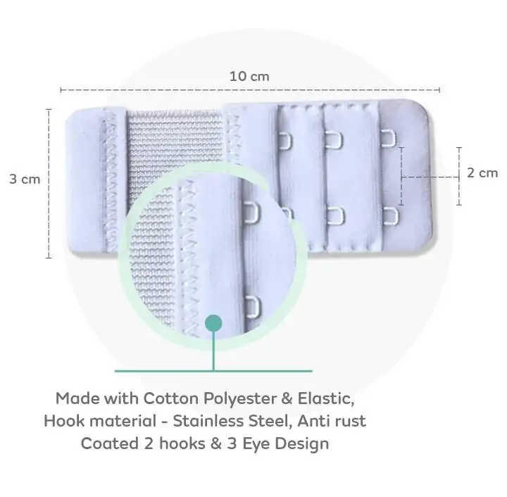 Bra Extender With Extra Elastic Hooks White Pack Of 3
