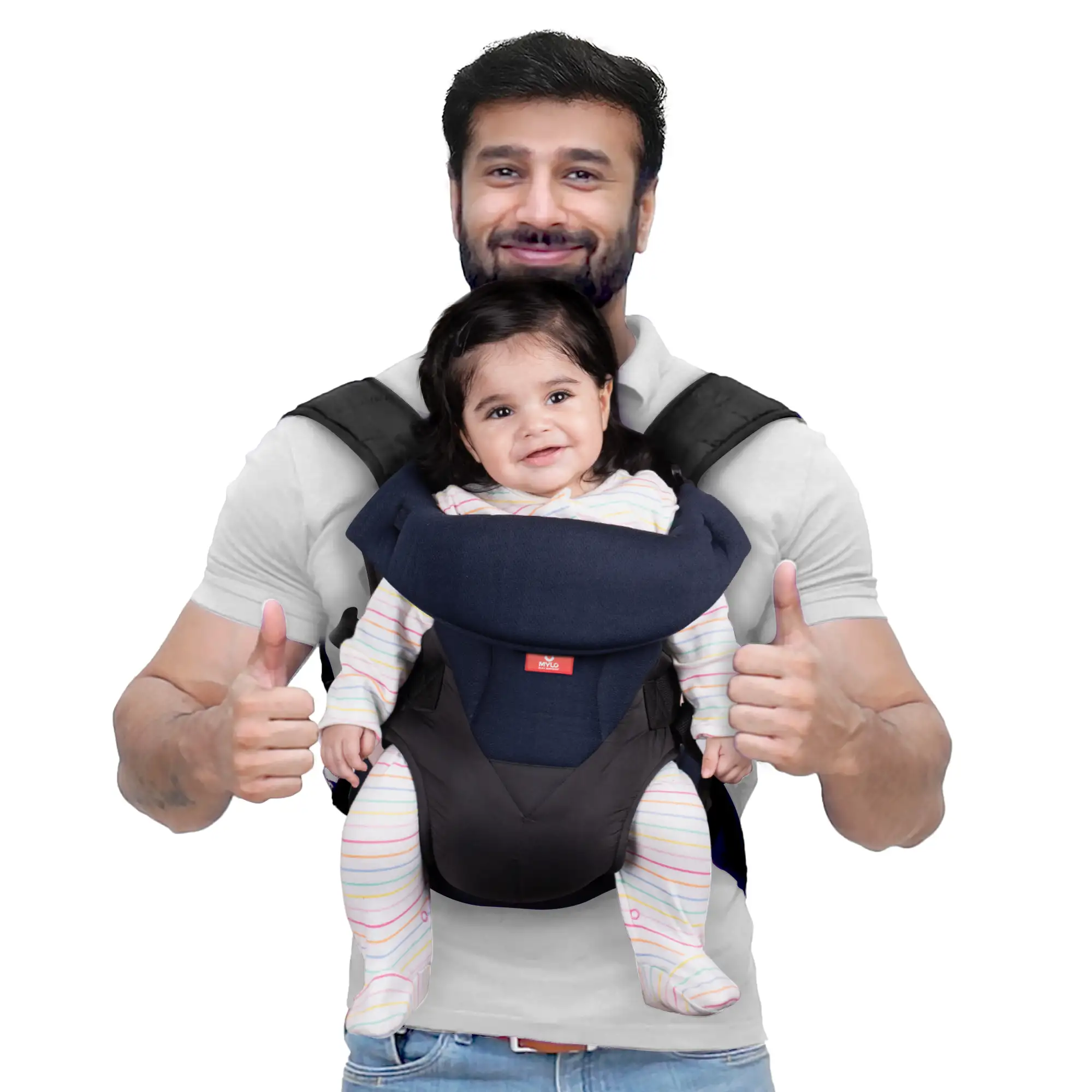 4-in-1 Premium Baby Carrier with 4 Carrying Positions (4 - 24 Months) - Navy Blue & Black